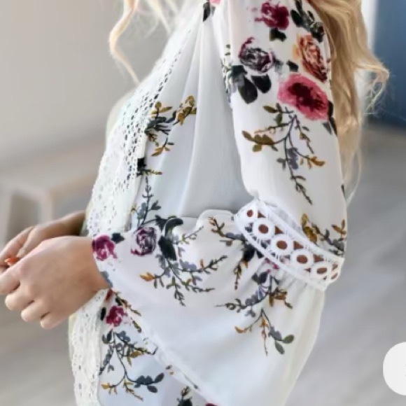 Sweaters | Ivory Floral Open Cardigan | Poshmark